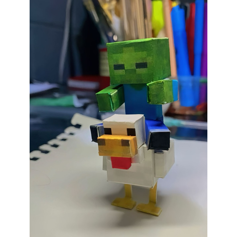 Mô hình BMO và mô hình Zombie cưỡi Gà (Minecraft) bằng giấy | Shopee ...