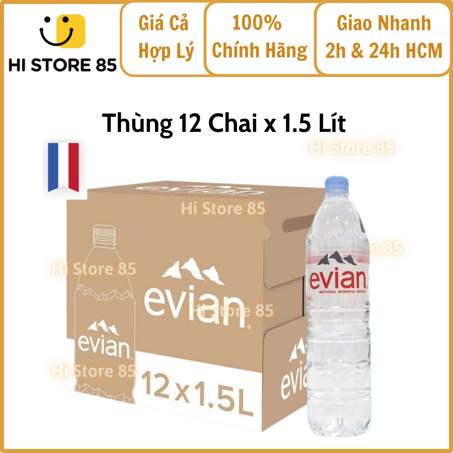 [Thùng 12 chai x 1500ml] Nước Khoáng Thiên Nhiên EVIAN. Hi Store 85 | Shopee Việt Nam