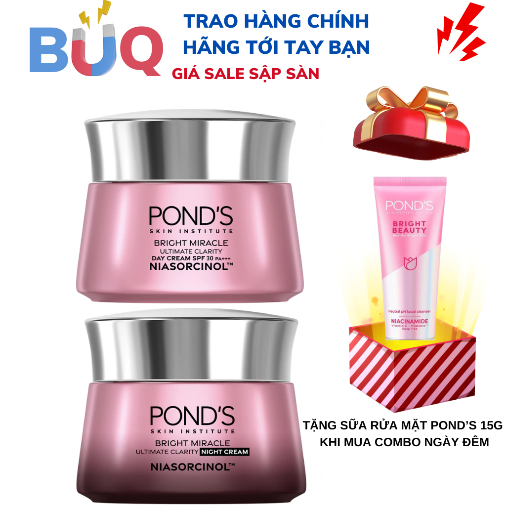 Combo Kem Dưỡng Da Ngày Và Đêm Pond's Bright Miracle 50X Niasorcinol ...
