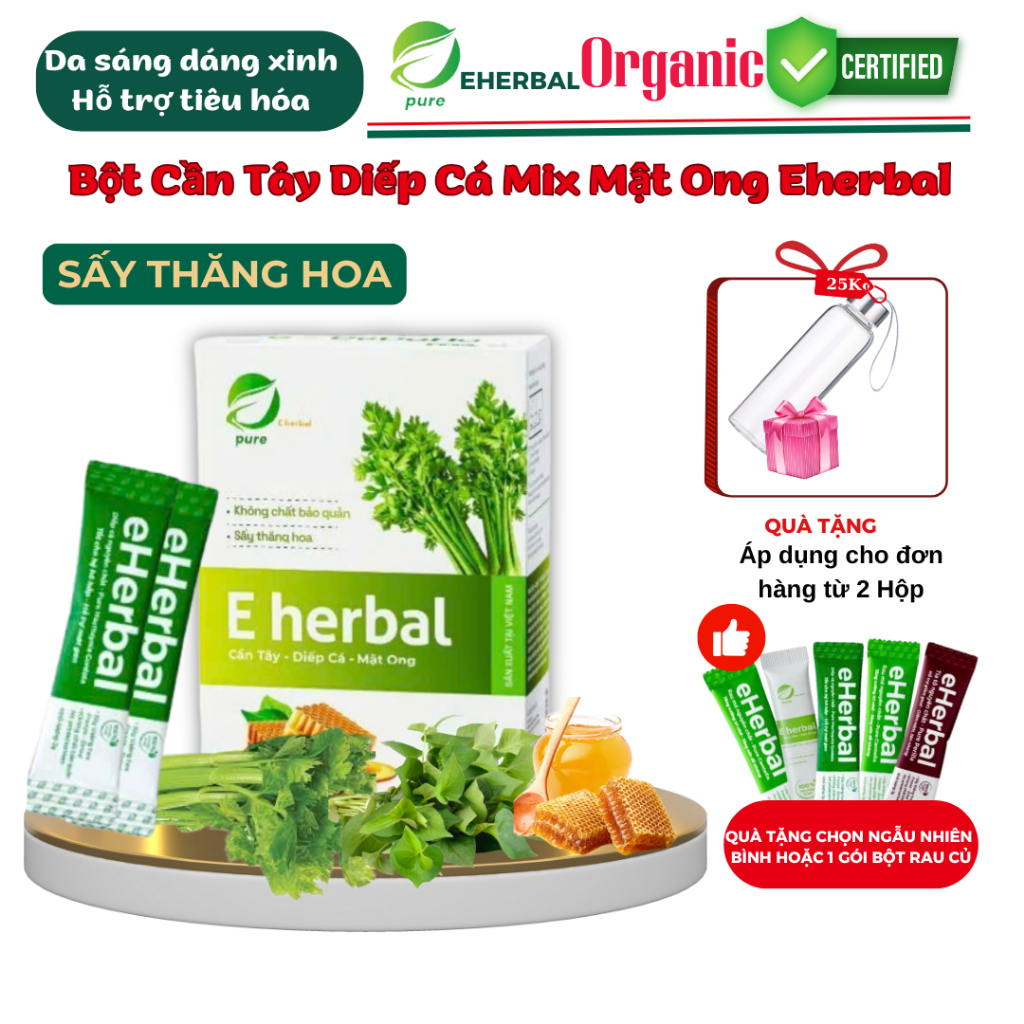 Bột cần tây diếp cá mật ong nguyên chất Eherbal Sấy Thăng Hoa giảm cân ...