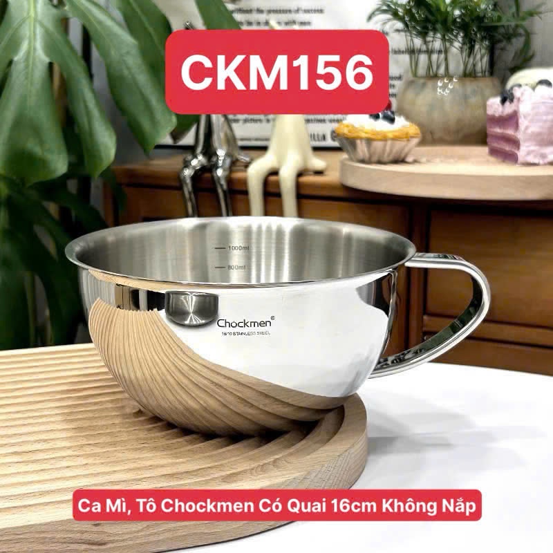 Ca mì/Tô Inox Chockmen 16cm, Inox 18/10, 1000ml, Có Vạch Chia, Quai Cầm Tiện Lợi(CKM156 ...
