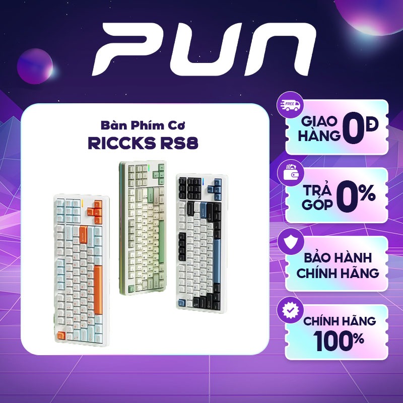 RICCKS RS8 V2 Chính hãng- Bàn phím cơ RICCKS RS8 V2 HIFI Mạch Xuôi , RGB , 3 MODE , QMK/VIA ...