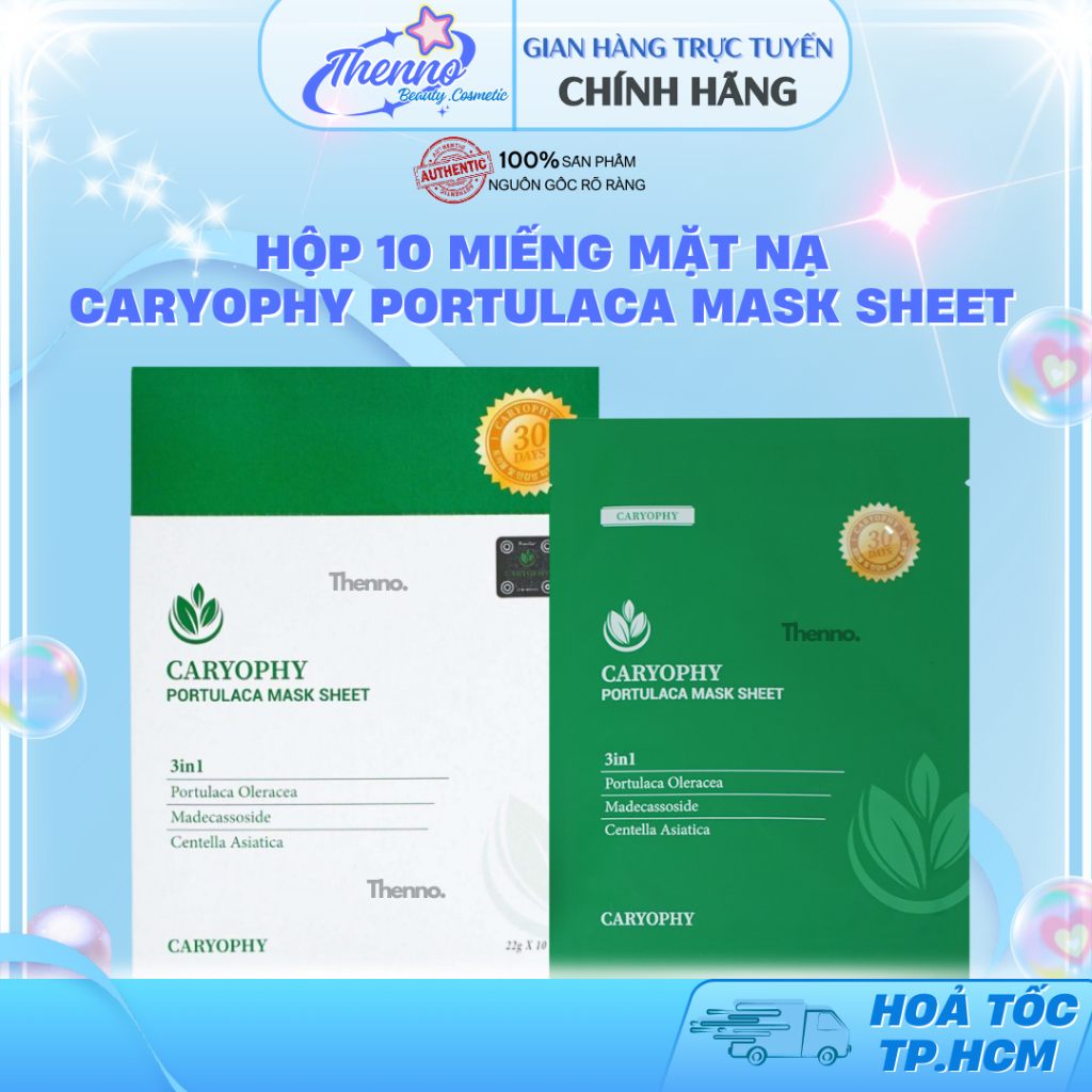 Hộp 10 Miếng Mặt Nạ Caryophy Portulaca Mask Sheet Giảm Mụn Mờ Thâm ...