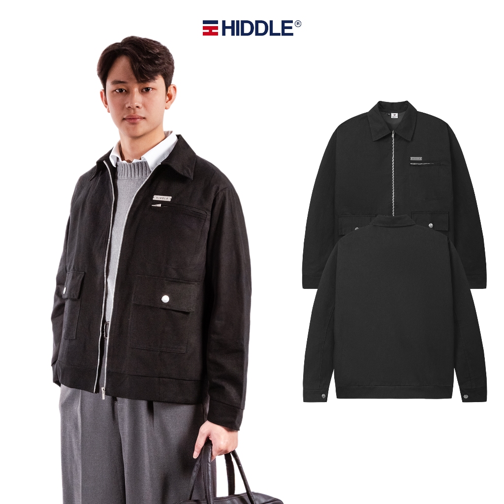 Áo khoác nam kaki hàng hiệu cao cấp HIDDLE nhiều size, màu đen 2 lớp ...