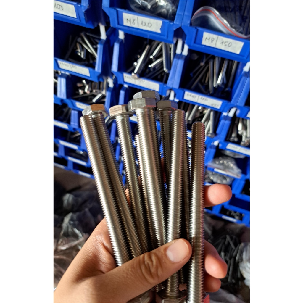 Bulong M10 INOX 304 **5 Bộ** độ dài 50 đến 150mm - Ốc lục giác M10 ...