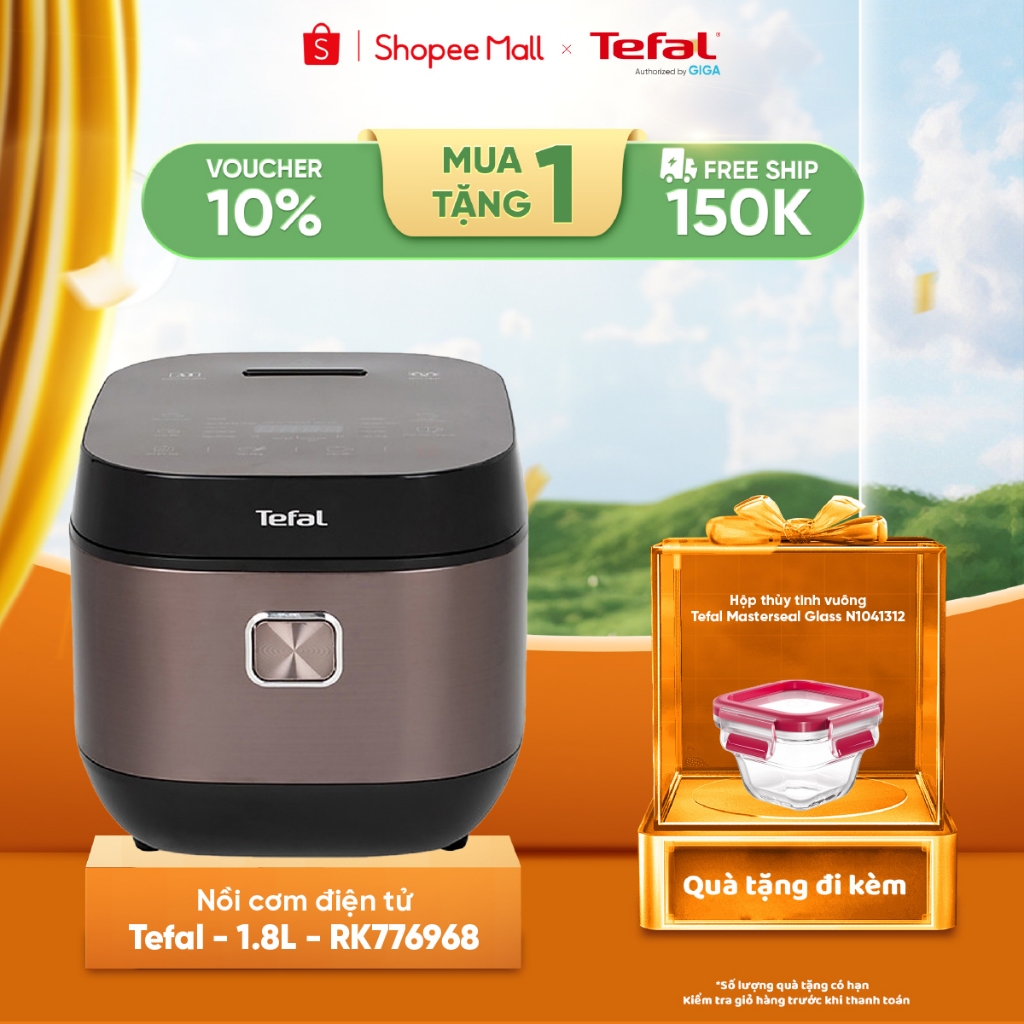 [HN] Nồi cơm điện tử Tefal Delirice Plus 1.8L RK776968 Đồng - BH 24 THÁNG | Shopee Việt Nam