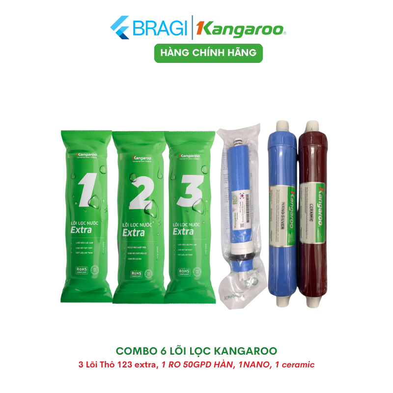 Combo 6 Lõi Lọc Kangaroo gồm 123 RO50GPD Nano Ceramic Model KG08 KG103 ...