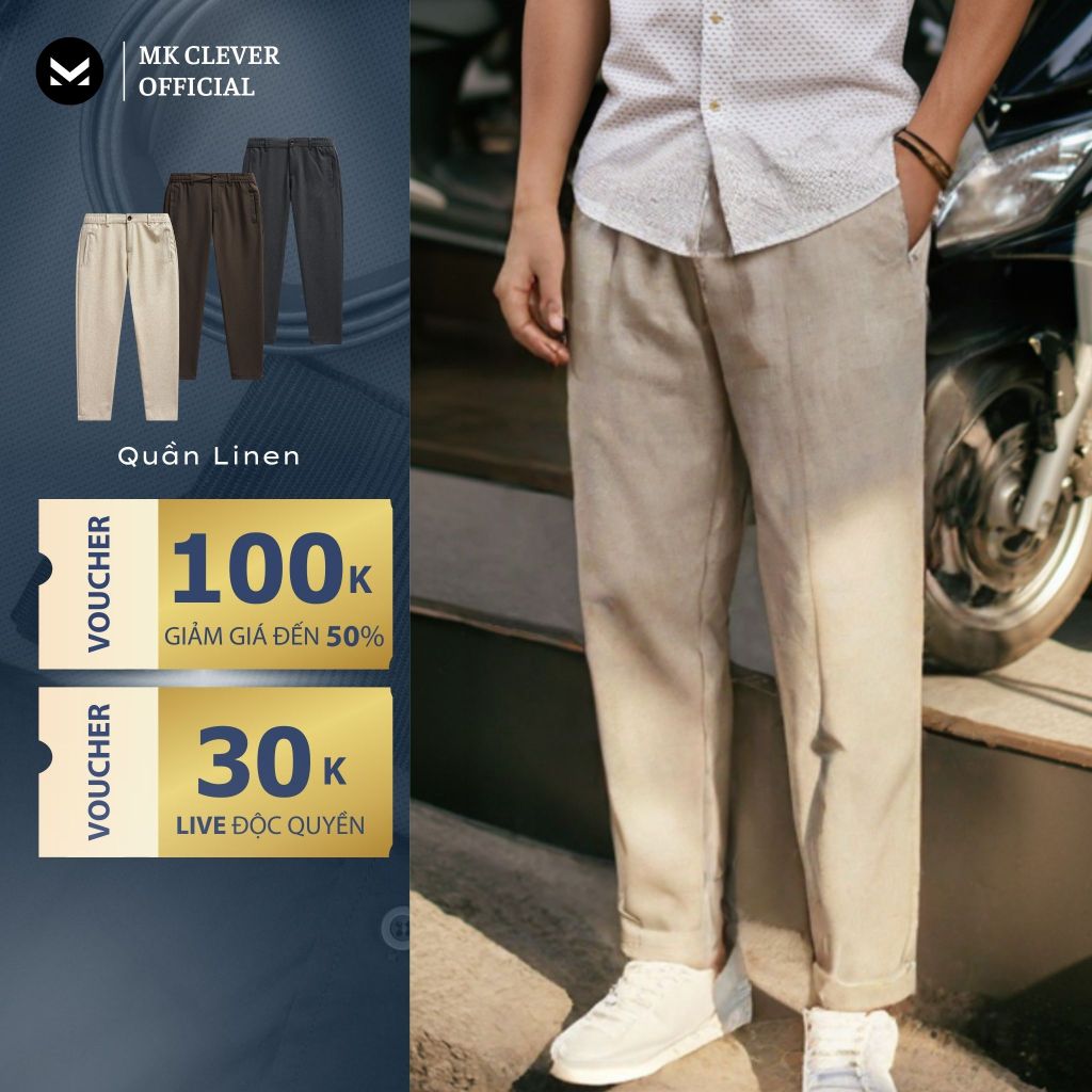 Quần Dài Linen nam MK CLEVER Chất liệu Linen mềm mịn, thoáng mát, cạp ...