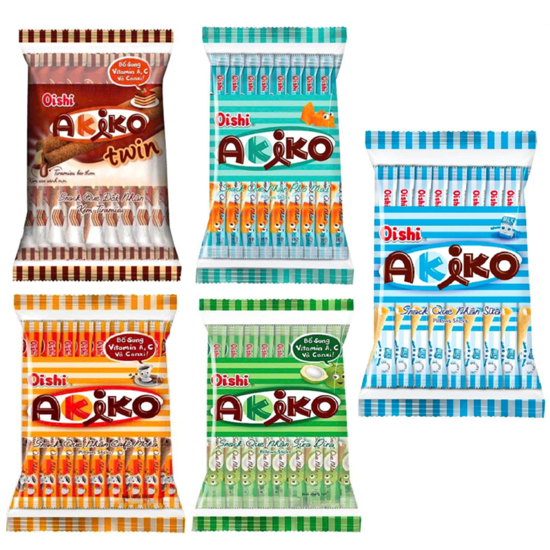 Snack Que Nhân Kem Oishi Akiko 140g (Gói 20 que) | Shopee Việt Nam