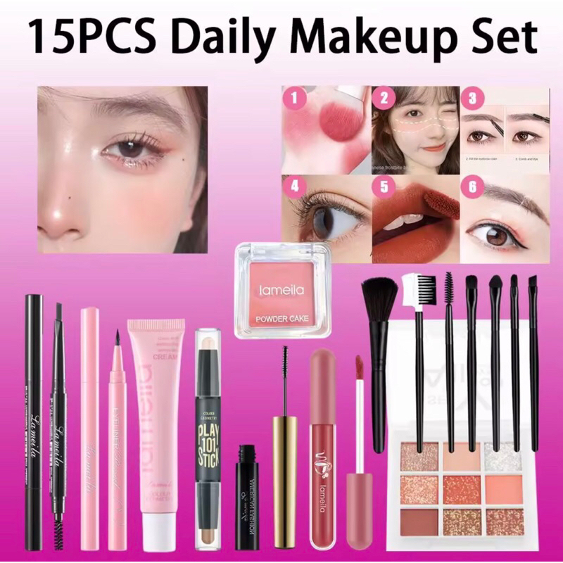 Combo Bộ Makeup Mix 15Pcs Làm Đẹp Cơ Bản Dành Cho Nàng Thơ Mới(đọc mô ...