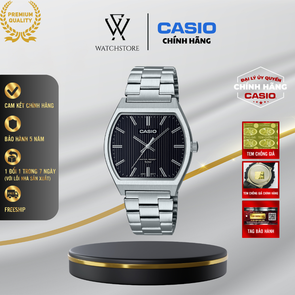 Đồng Hồ Nam Casio MTP-B140D-1AVDF Màu Đen Mặt Kính Khoáng 35.5mm Chống Nước Dây Kim Loại Chính ...