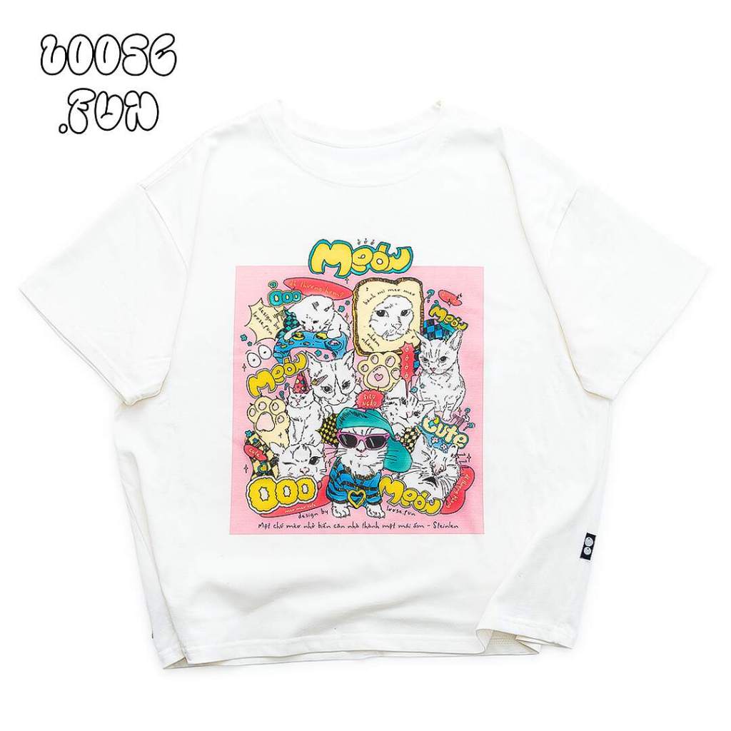 Áo Thun Nam Nữ Meow Ỏ Ỏ Ỏ Loose T-Shirt 100% Cotton Form Rộng | Loose ...