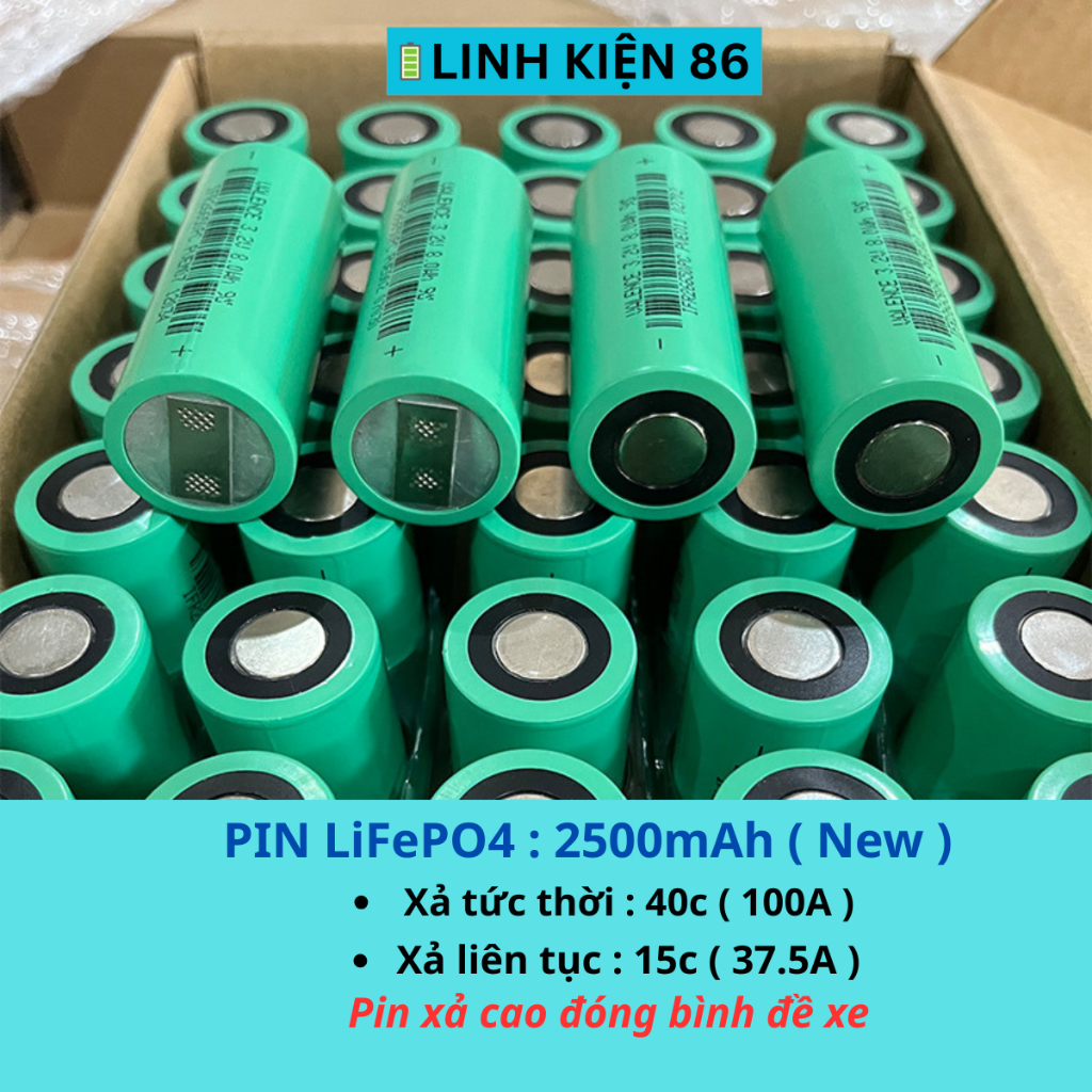 Pin Sắt 26650 Dung Lượng 2500mAh Xả Cao 100A Chuyên Đóng Bình Đề Xe Máy ...