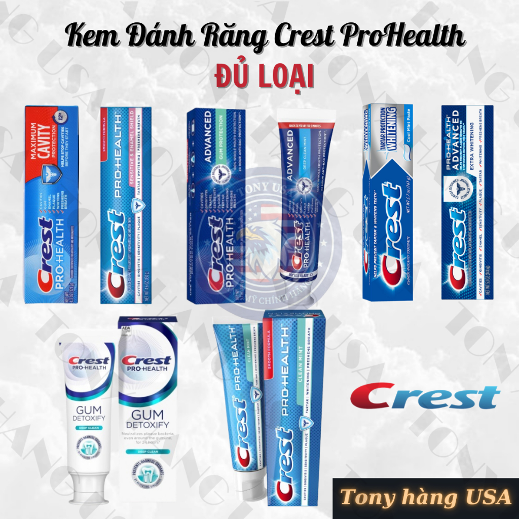 [Đủ Loại] Kem Đánh Răng Crest Pro-Health Clean Mint/ Whitening Trắng ...