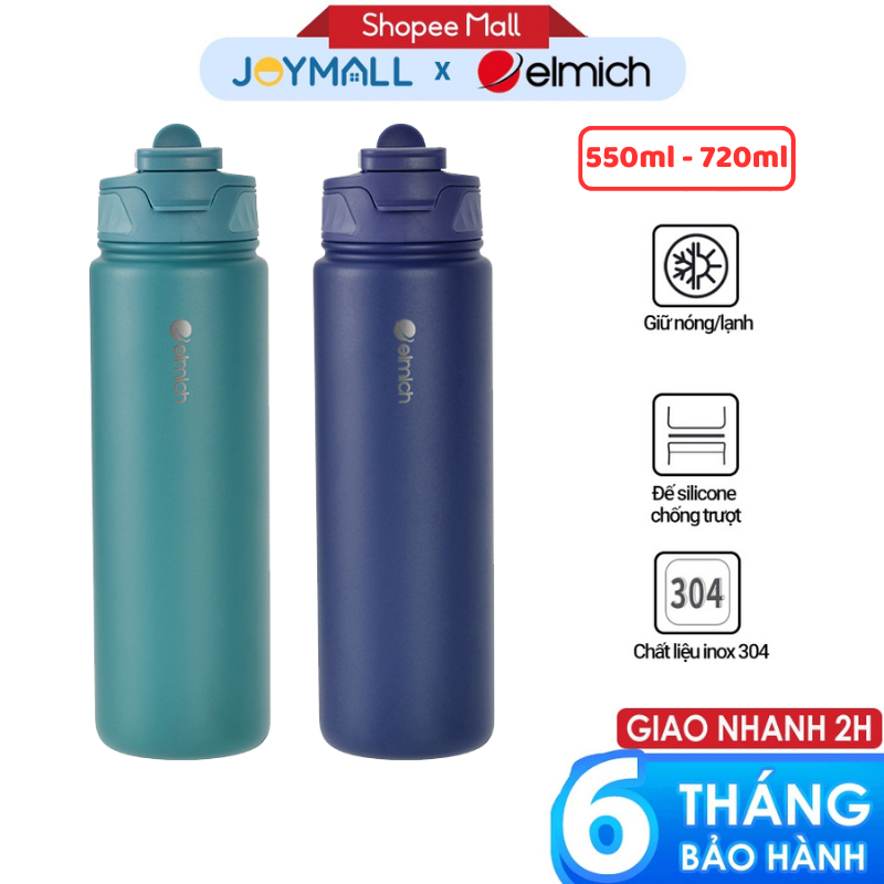 Bình giữ nhiệt Elmich 550ml EL8375 720ml EL8376, Hàng chính hãng, inox 304, nắp mở 1 chạm ...
