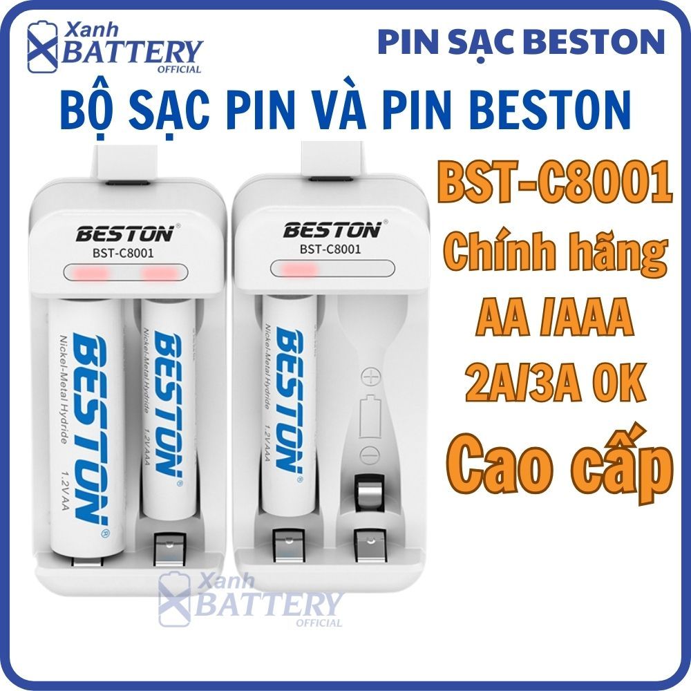 Bộ sạc BESTON BST-C8001 2 khe sạc và pin sạc AA3300mAh AAA1300mAh pin ...