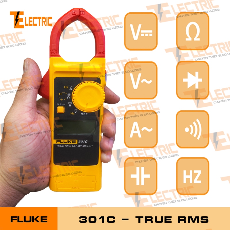 Fluke 301C Ampe Kìm Đo Điẹn Áp, Tụ Điện, Tần Số, Dòng Điện 1000A True-RMS | Shopee Việt Nam