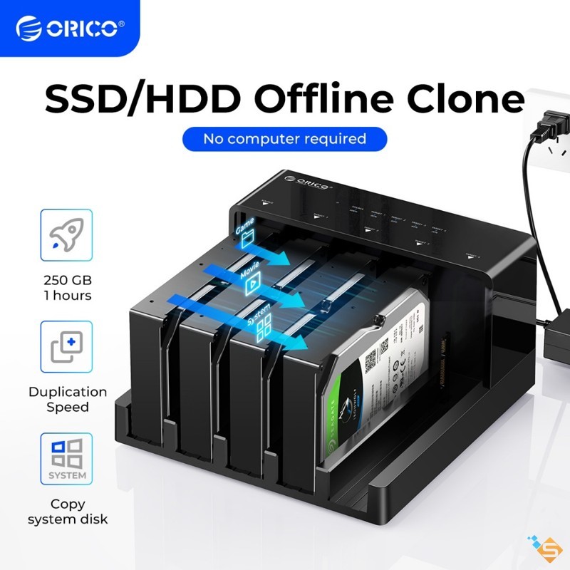Vỏ Ổ Cứng ORICO 2 | 4 | 5 Khay Clone 2.5" 3.5" SSD HDD SATA Max 18TB USB 3.0 6558USS3 Bảo Hành 1 ...