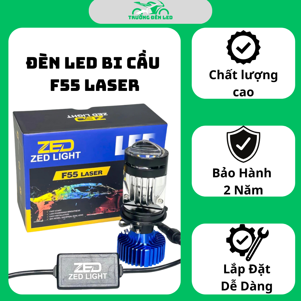 Đèn LED Xe Máy Ô Tô F55 Laser ZED LIGHT Công suất 75w Lắp Đặt Cho Dễ ...