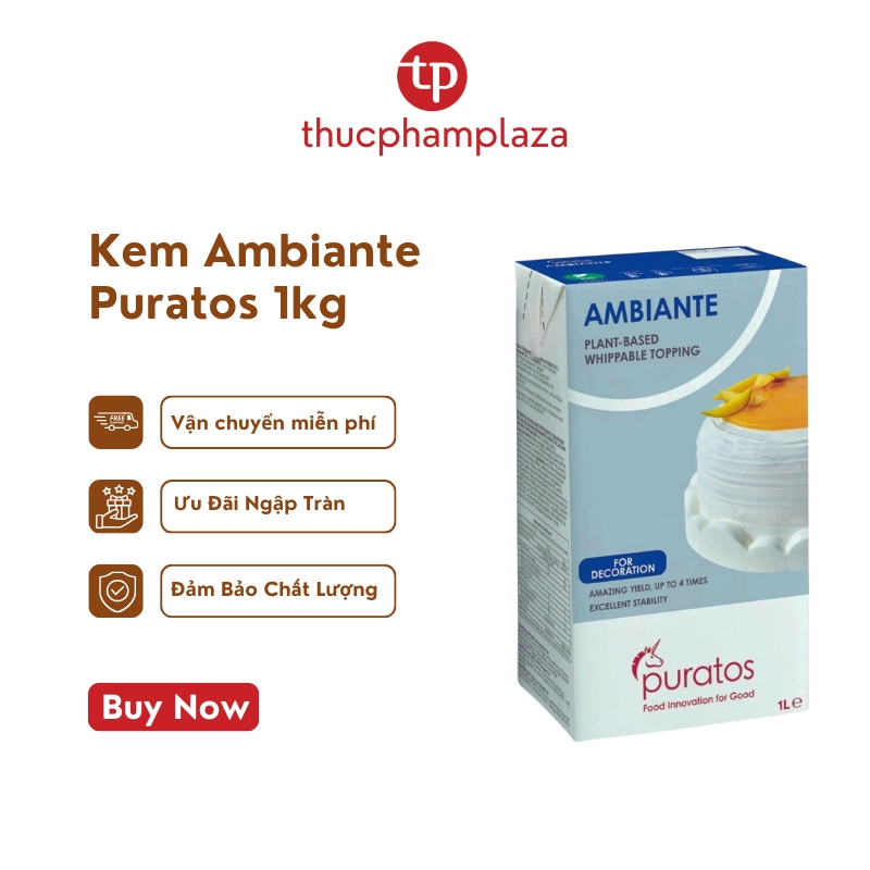 Kem Béo Thực Vật Ambiante Puratos – Hộp 1L - Kem Topping Cream | Shopee ...