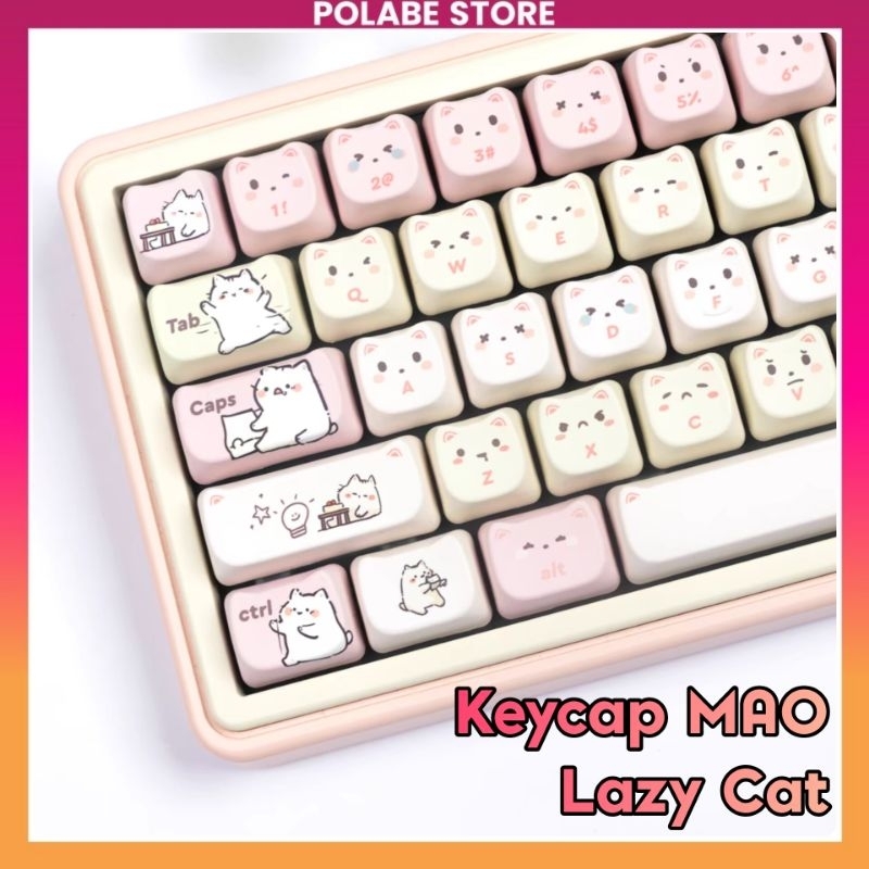 Keycap MAO Lazy Cat Keycap mèo cute SOUL profile bàn phím cơ Polabe ...