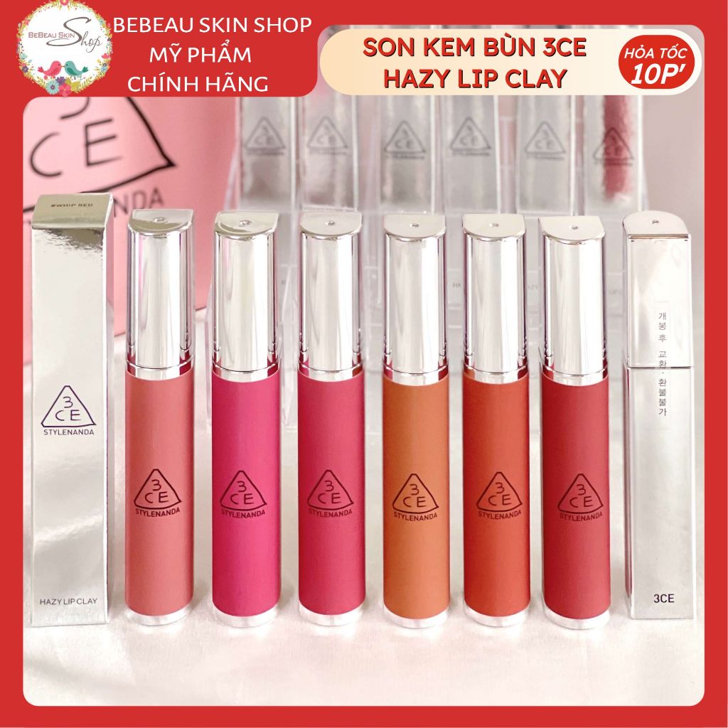 Son Kem Lì 3CE Hazy Lip Clay 4g Hipamine Mauv Brown Whip Red Common ...