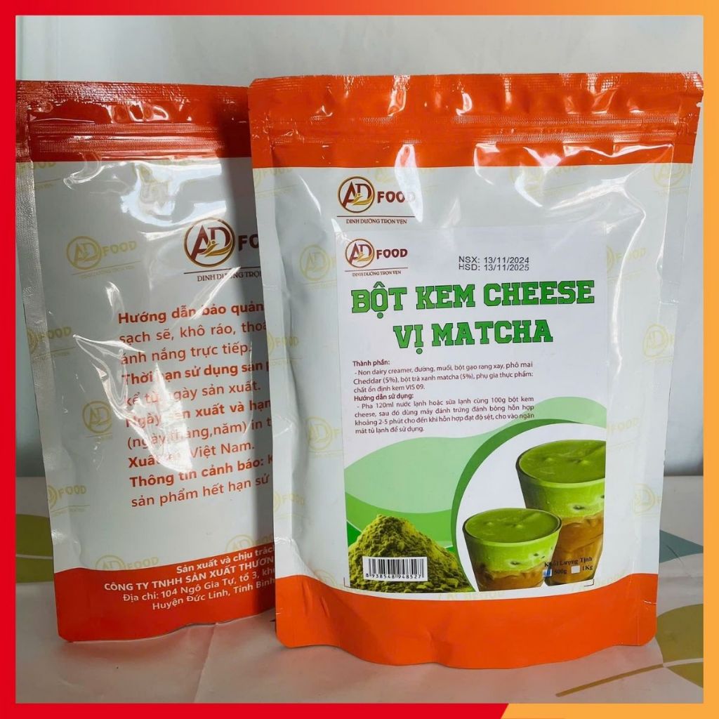 1kg Bột kem cheese Matcha ADFOOD- làm topping đồ uống, topping cream ...