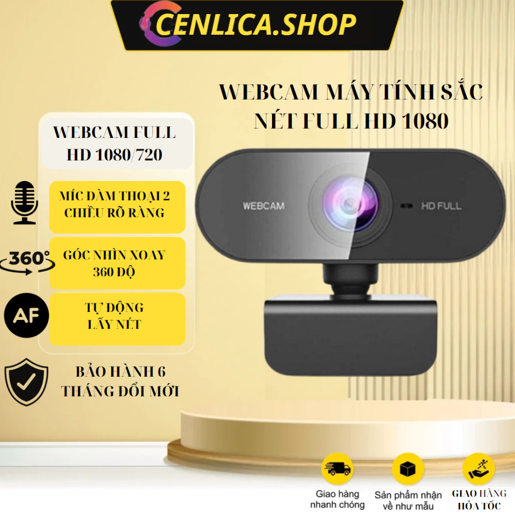 Webcam máy tính CENLICA có mic fullhd 1080p sắc nét dùng cho pc laptop ...