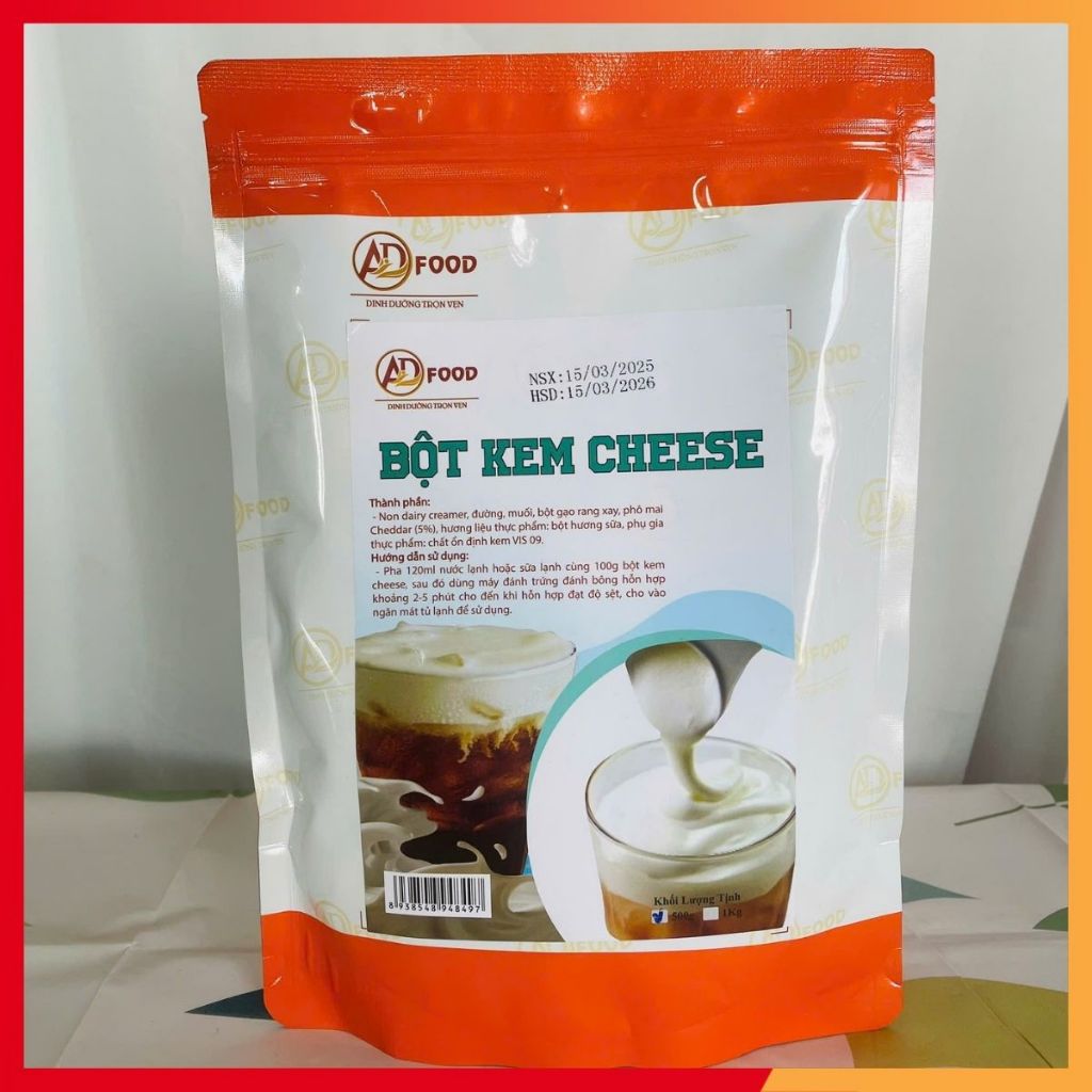 500g Bột kem cheese ADFOOD- làm topping đồ uống, topping cream bột milk ...
