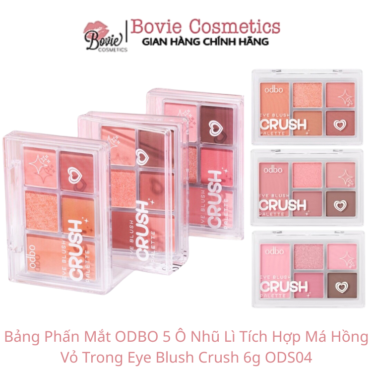 Bảng Phấn Mắt ODBO 5 Ô Nhũ Lì Tích Hợp Má Hồng Vỏ Trong Eye Blush Crush 6g ODS04 | Shopee Việt Nam