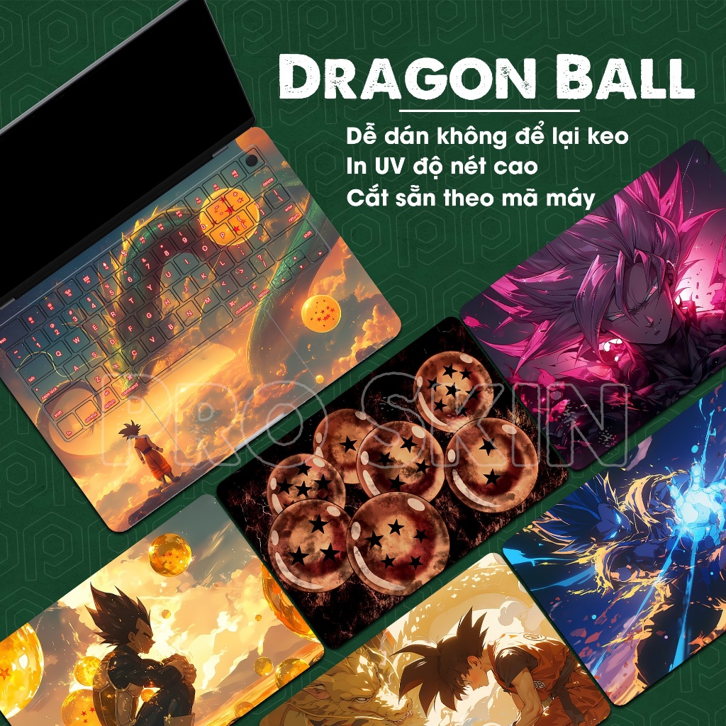 Dán Laptop mẫu Dragon Ball cho Dell, Hp, Asus, Lenovo, Acer, MSI, Surface,Vaio, Macbook, PSKIN ...