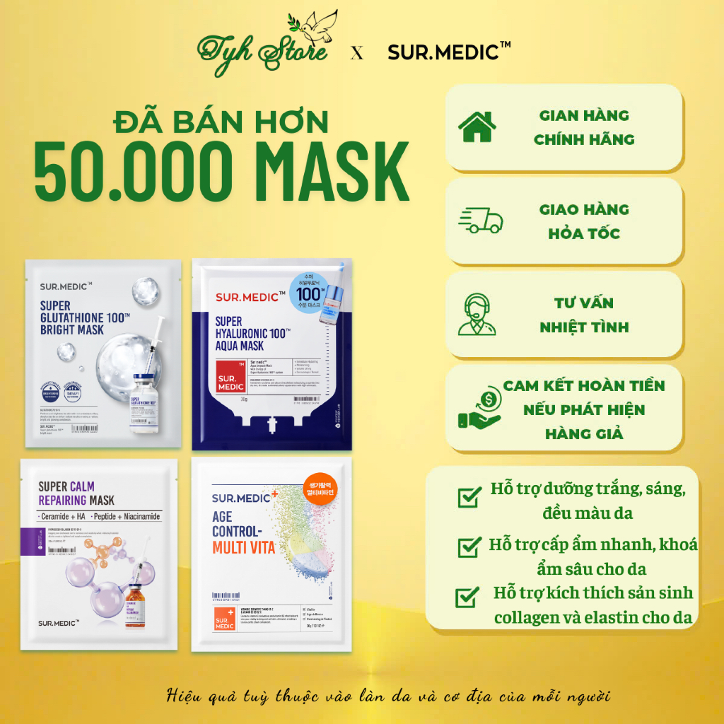 Mặt Nạ Vi Sợi Dưỡng Da Chuyên Biệt SUR.MEDIC Micro Fiber Mask 30g/miếng ...