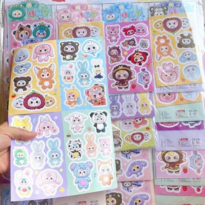 SỈ Vỉ 20 bộ sticker baby three,Tranh đính đá baby three , nhãn dán baby ...
