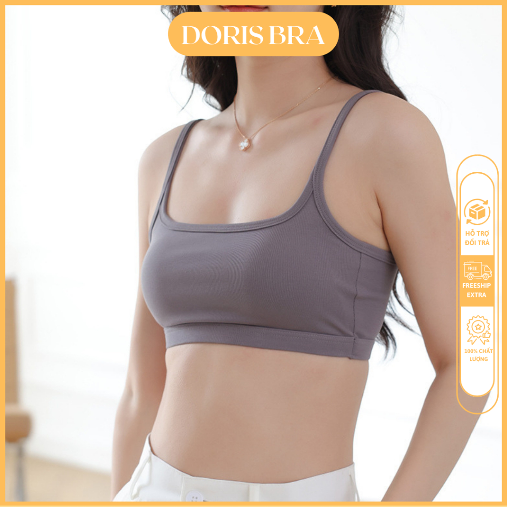 Áo lót nữ DORIS, bra học sinh BR2323, áo cotton đệm mỏng nhẹ mềm mịn mút liền hở lưng sâu ...