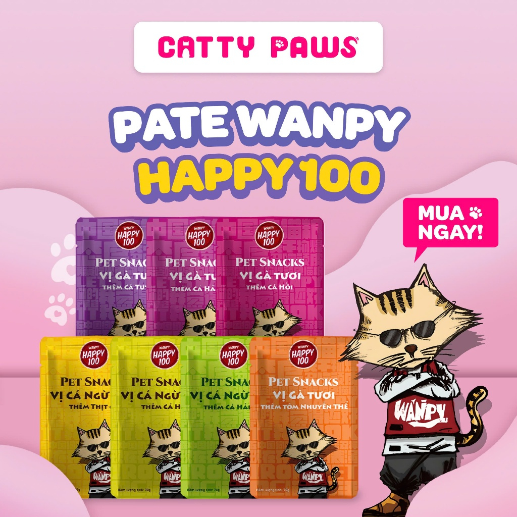 Pate Wanpy Happy 100 Cho Mèo 70g – Thức Ăn Ướt Dinh Dưỡng, Thơm Ngon ...