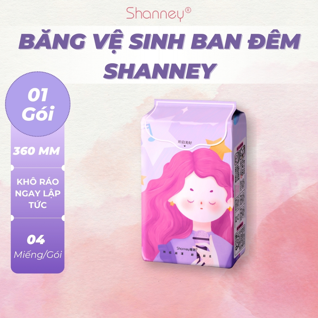 Băng vệ sinh ban đêm Shanney 36 cm công nghệ thở Airfit tự nhiên siêu ...