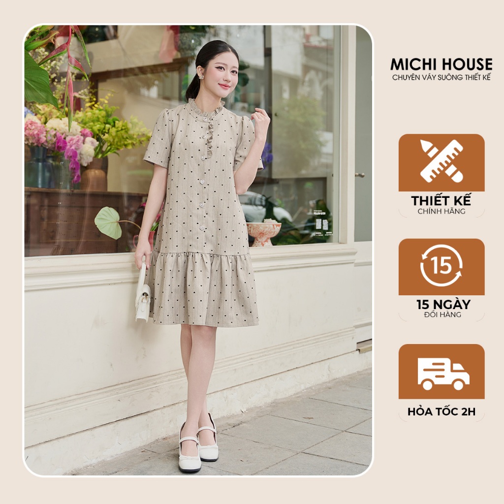 Đầm Suông Đuôi Cá Michi House Váy Xuông Tay Ngắn Chân Váy Xếp Ly Dài ...