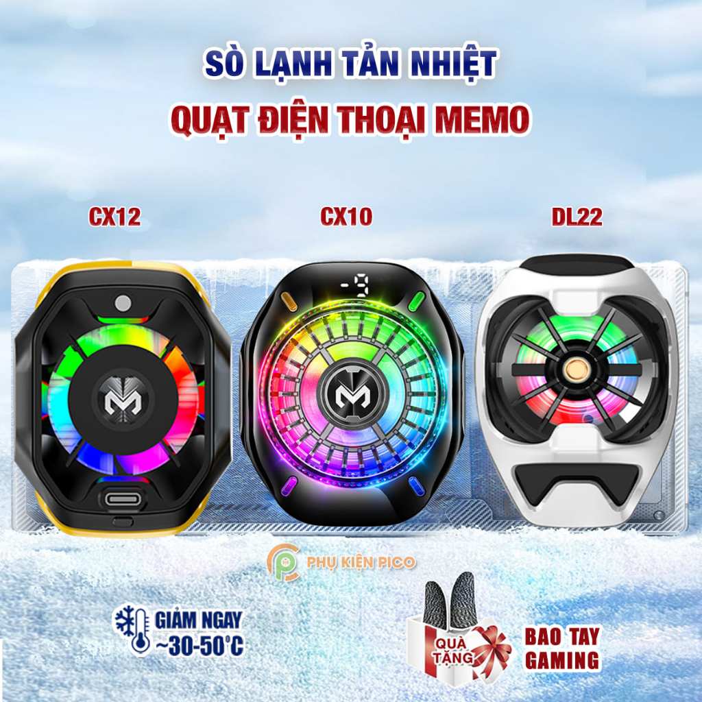 Quạt tản nhiệt điện thoại Memo CX10/CX07/CX12/DL22/CX08 Pro sò lạnh led RGB màn hình hiển thị ...