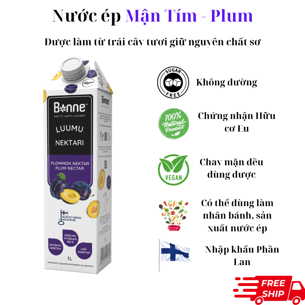 Nước Ép Detox Mận Tím Plum Bonne Nhập Khẩu Phần Lan Không Đường Không ...