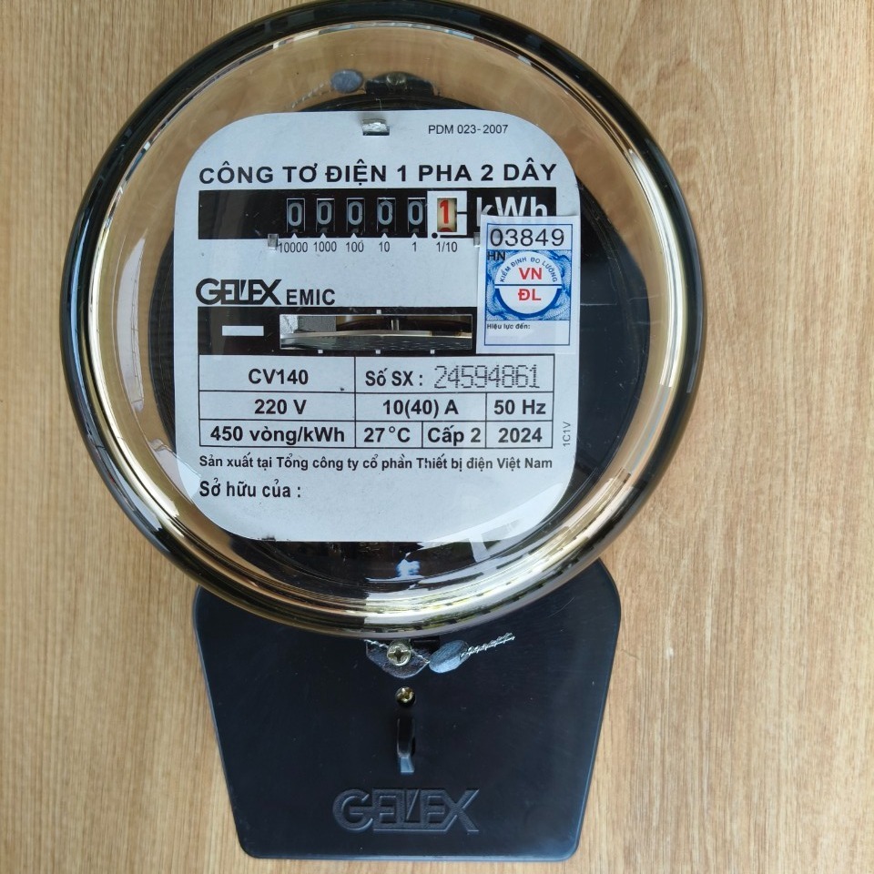 Đồng hồ điện 1 pha 40A GELEX EMIC - công tơ điện 1 pha có giấy - đầy đủ ...