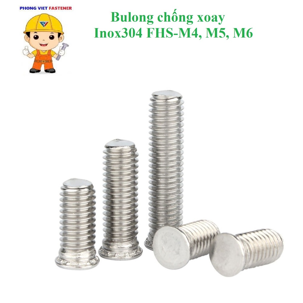 (INOX304) 10 cái M4,M5,M6 tán đóng, vít chống xoay inox304 FHS M4-M6 | Shopee Việt Nam