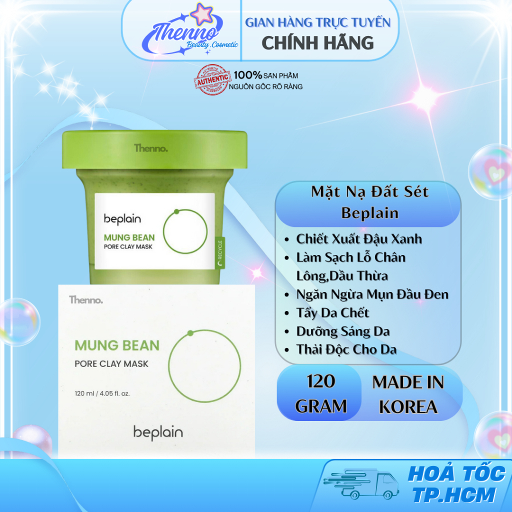 Mặt Nạ Đất Sét Beplain Mung Bean Pore Clay 120ml Hàn Quốc | Shopee Việt Nam