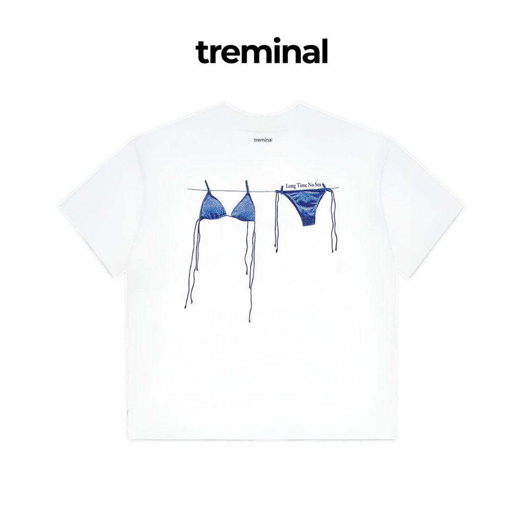 TREMINAL - Áo Thun Form Boxy LONG TIME NO SEA Đi Biển Mùa Hè Màu Trắng ...