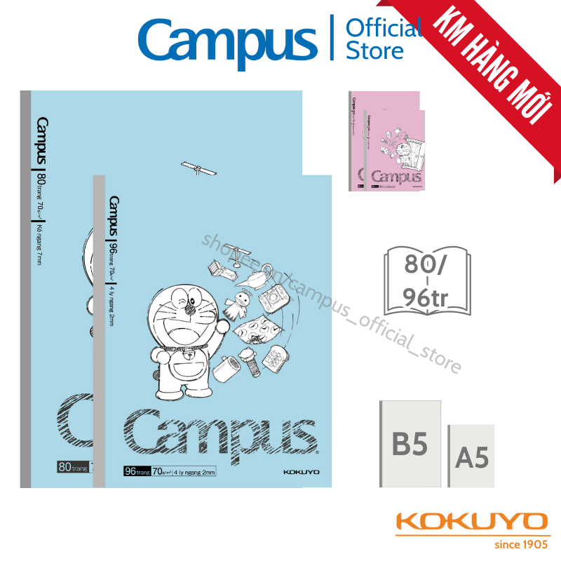 Vở (Tập) Học Sinh Gáy Keo Doraemon bảo bối Kẻ Ngang 7mm/ Kẻ 4 Ly Ngang 2mm 80/96 tr Khổ B5/A5 ...