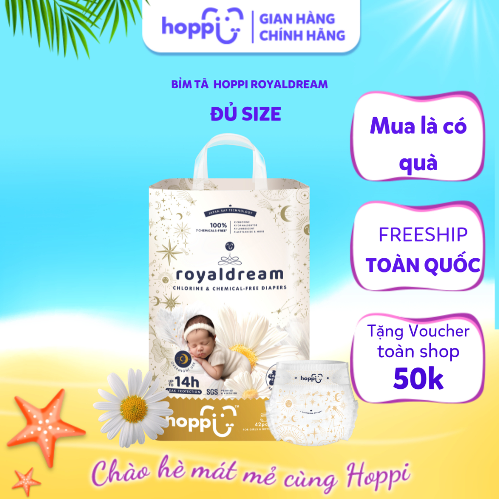 [ MUA 1 TẶNG 1 ] Mua 1 bịch tã - bỉm Hoppi Royaldream tặng ngay khăn ướt Hoppi 80 tờ | Shopee ...
