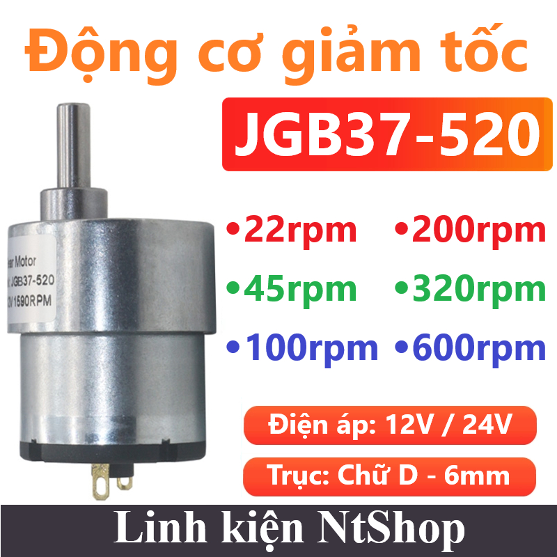 Động cơ 12V / 24V DC JGB37-520 22rpm / 45rpm / 100rpm / 200rpm / 320rpm ...