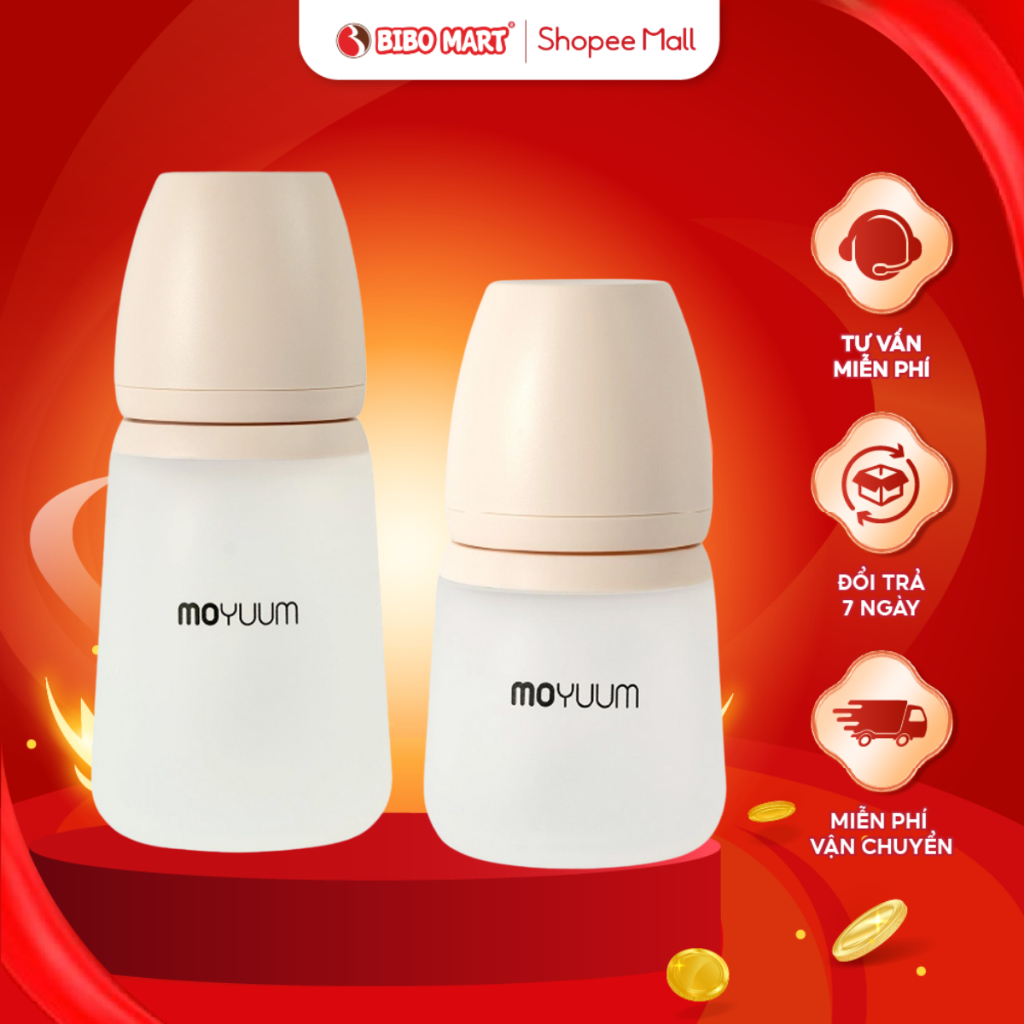 Bình Sữa Moyuum Silicon Cao Cấp Chống Sặc Hạn Chế Đầy Hơi An Toàn Cho Bé 160ml 260ml - Bibomart ...