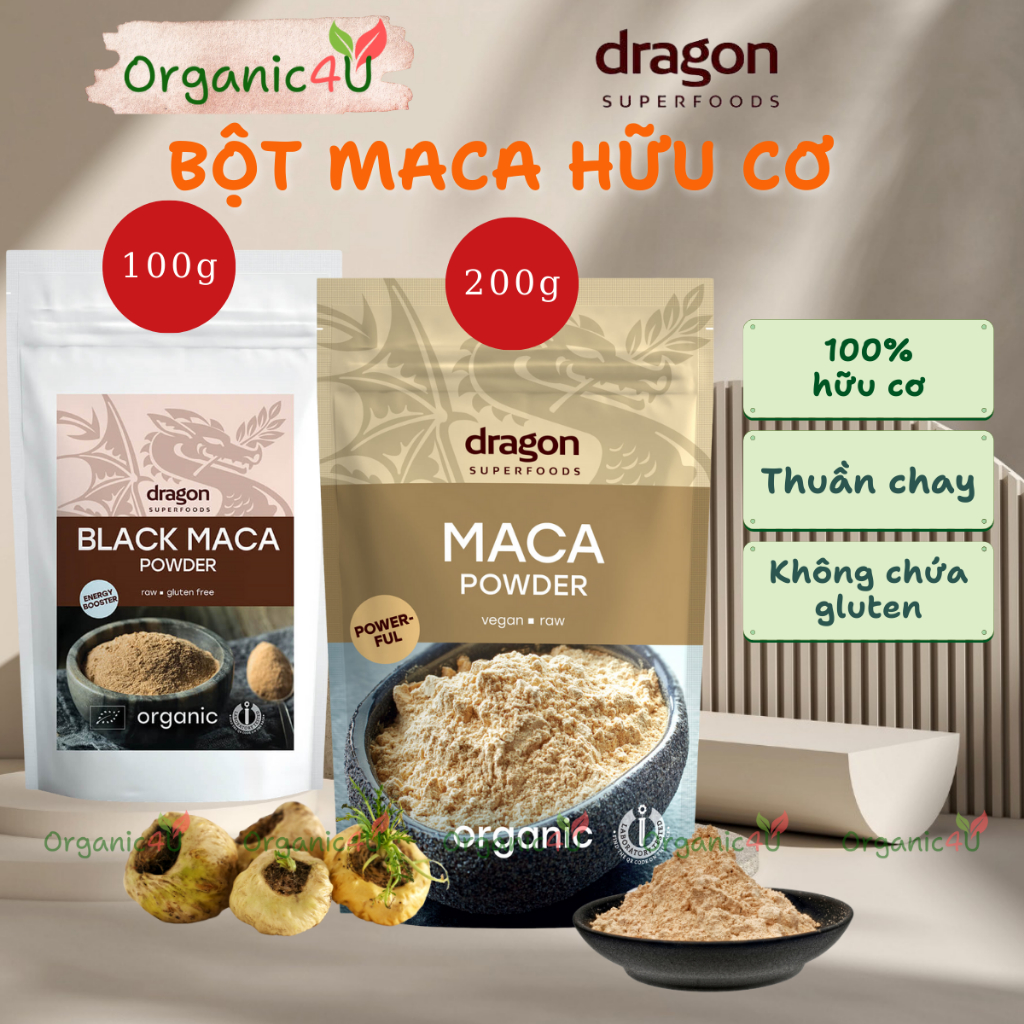 Bột Maca Nâu Maca Đen Hữu Cơ DRAGON SUPERFOODS Organic Black Maca ...