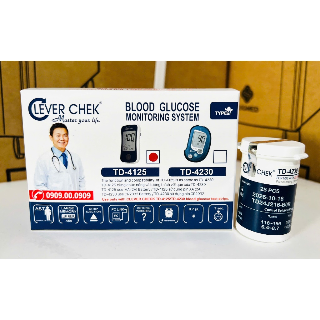 Combo Máy đường + Que Clever Check TD-4230 (L/25 test) | Shopee Việt Nam