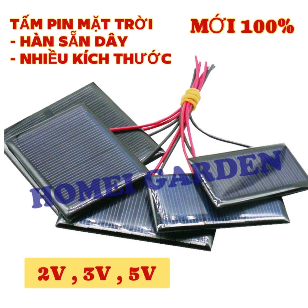 Tấm pin mặt trời mini 2V 3V 5V nối sẵn dây 15cm kích thước 44x44mm ...